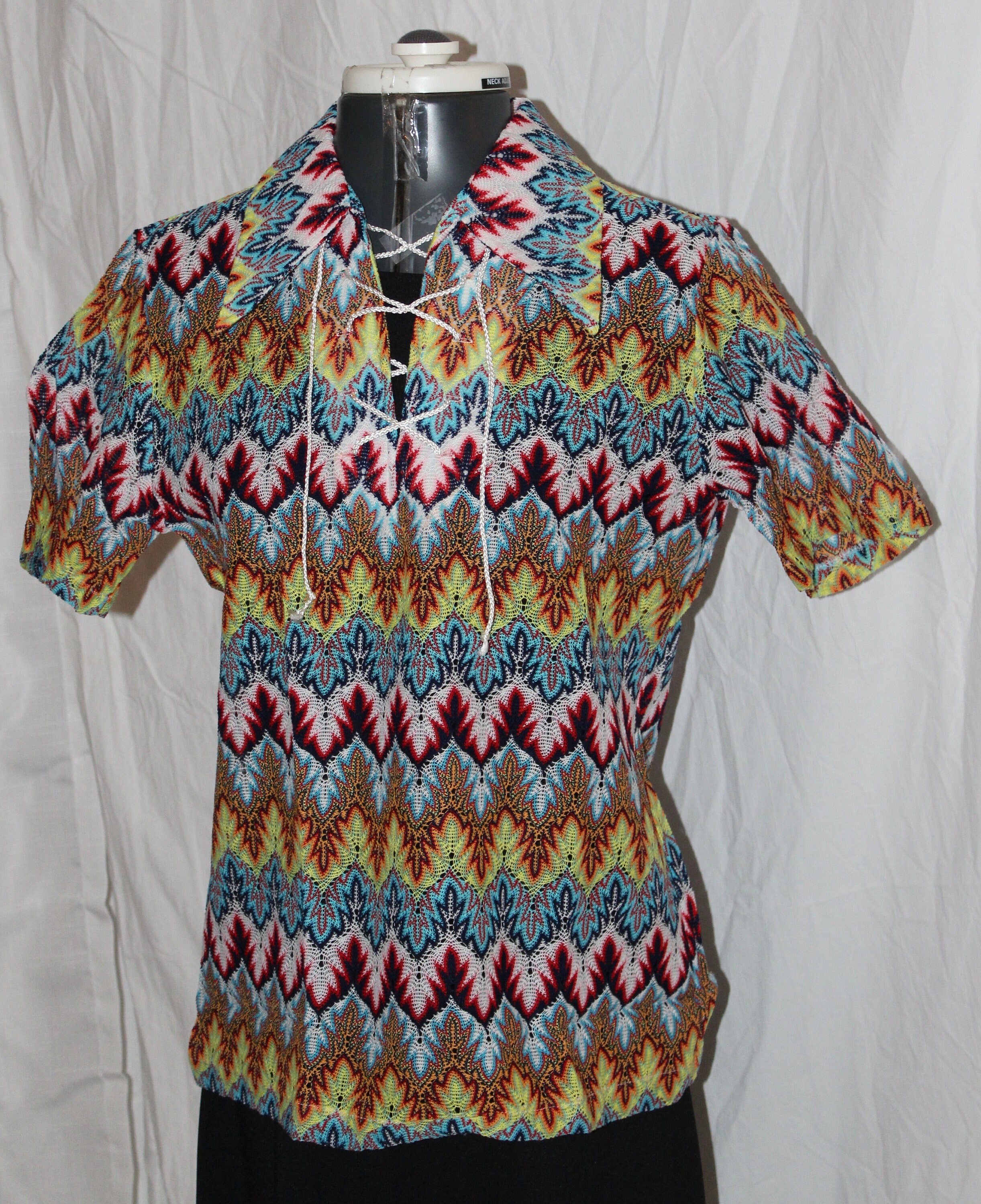 Vintage Zig Zag Top Sheer Flame Stitch Missoni Look, Light and Deep ...