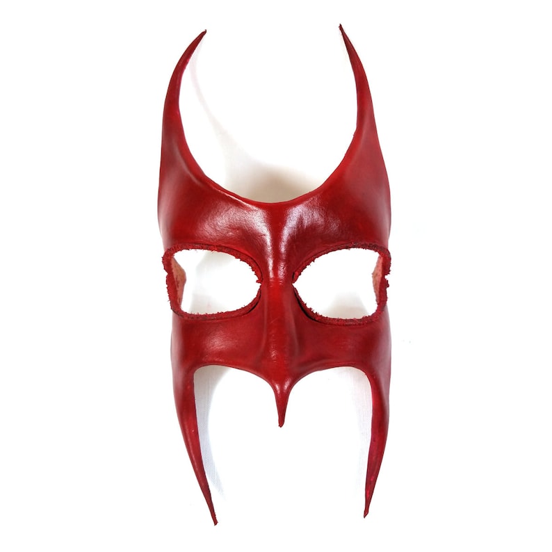 Red Leather Devil Mask Fantasy Mask for Halloween Masquerade - Etsy