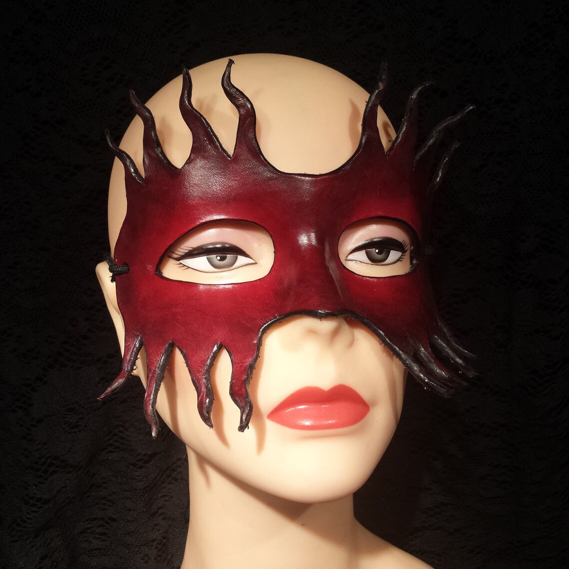 Red and Black Leather Mask for Venetian Masquerade or Mardi - Etsy