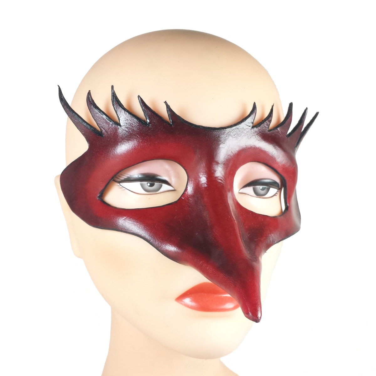 Handcrafted Red/Black Leather Mask Zanni | Etsy