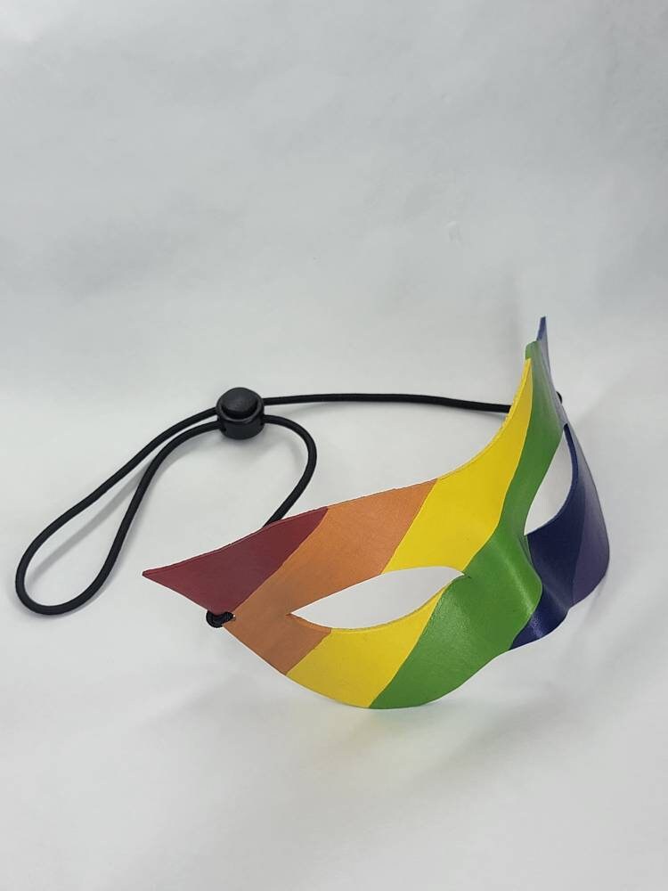 LGBTQ Plus Pride Leather Mask Handmade and Hand Painted With - Etsy