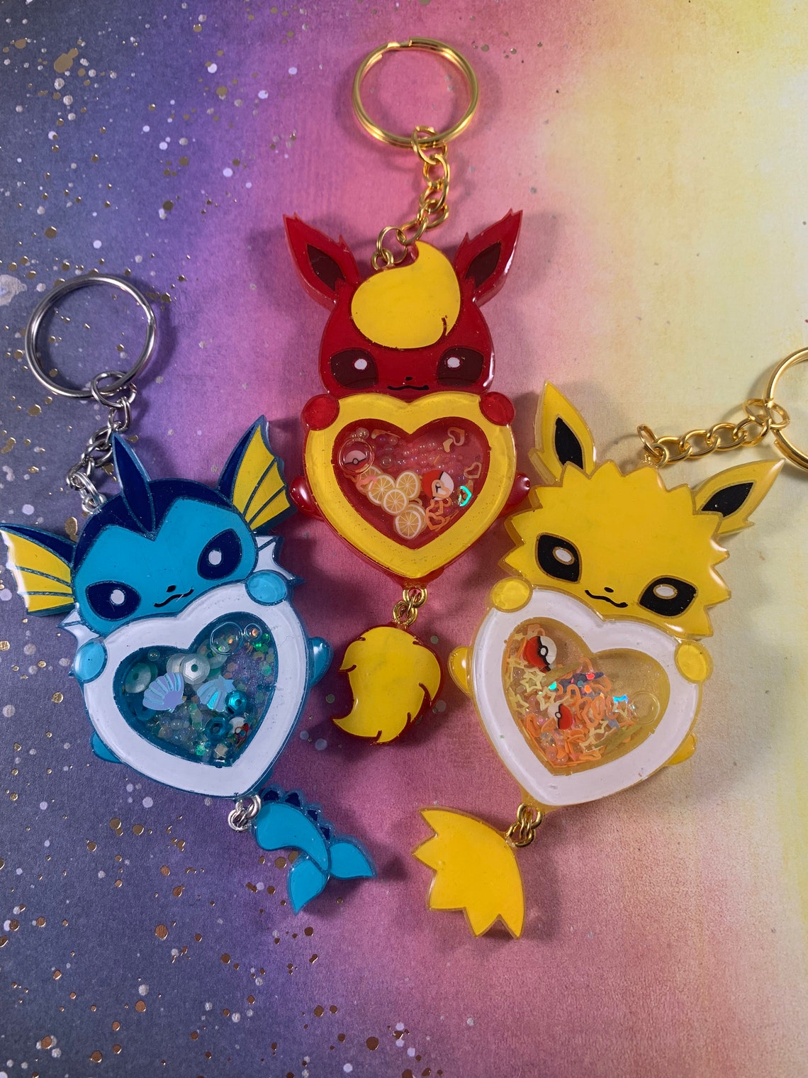 Made To Order Heart Eeveelution Resin Shaker Anime Etsy