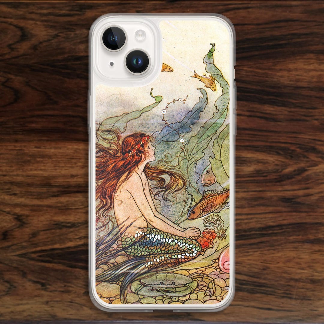 Little Mermaid iPhone Case With Vintage Fairy Tale Marine Sea Drawing ...