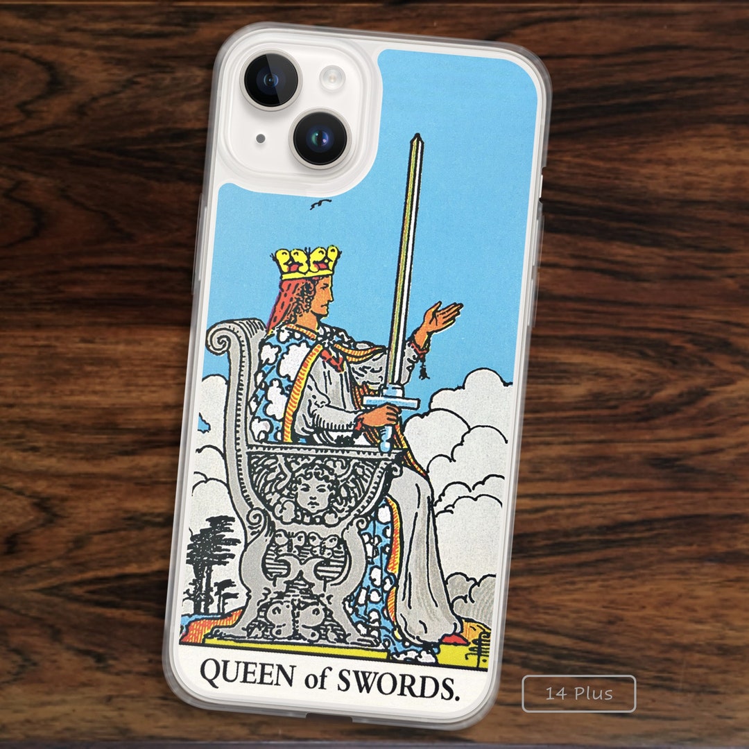 QUEEN OF SWORDS Tarot Card iPhone Case in Trippy Blue Design - Etsy UK