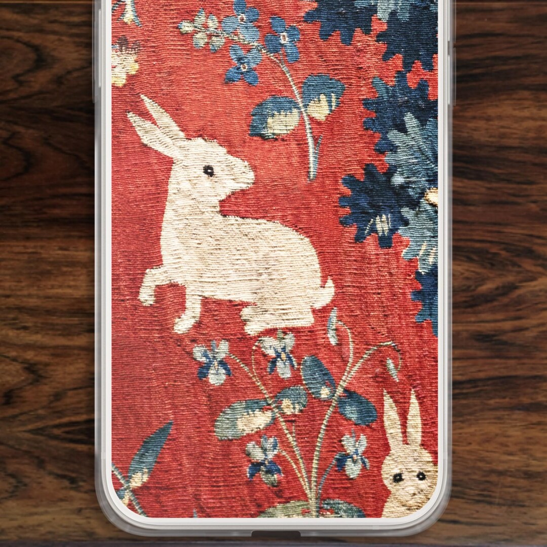 Medieval Rabbits iPhone Case in Red From Lady and Unicorn Tapestries - Etsy