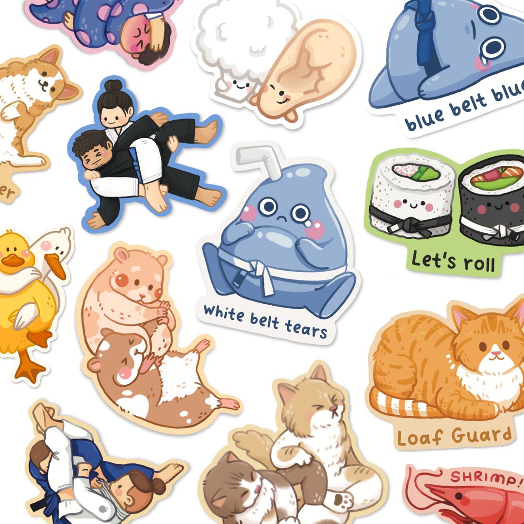 Jiu Jitsu BJJ Sticker Pack BJJ Cute Art, MMA, Grappling, Waterproof ...