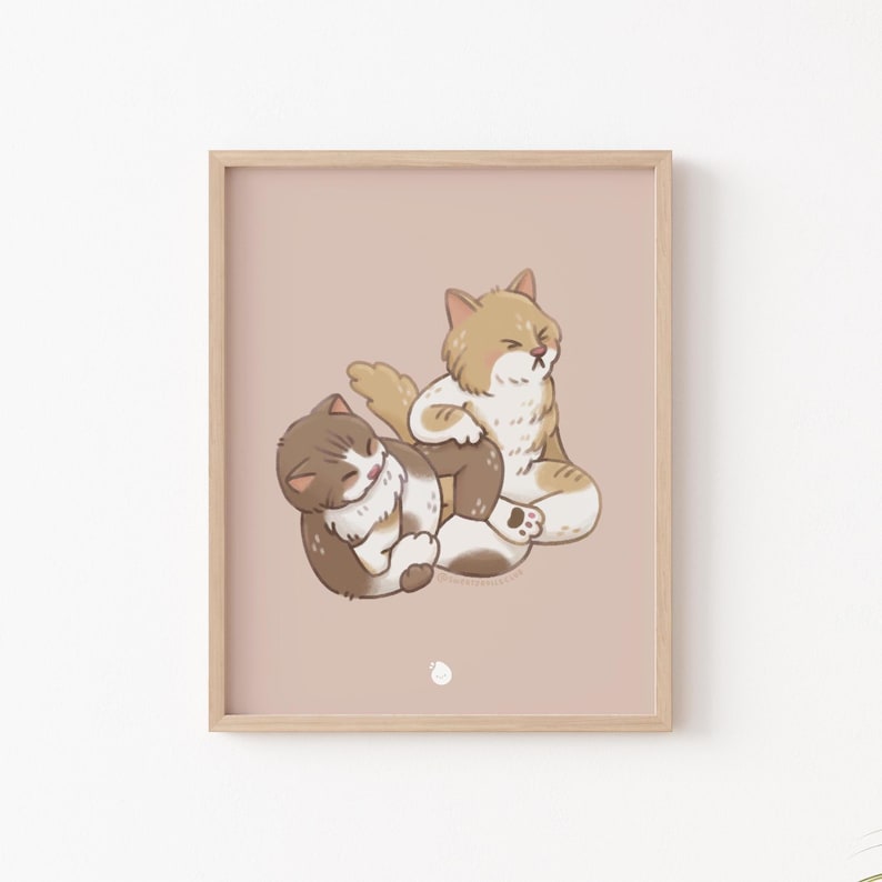 BJJ Inside Heel Hook Cat Art Print | Jiu Jitsu Poster - Etsy