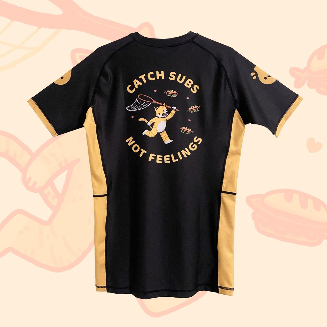 Cat BJJ Rash Guard Mens Womens | Catch Subs Not Feelings Cat Jiu Jitsu ...