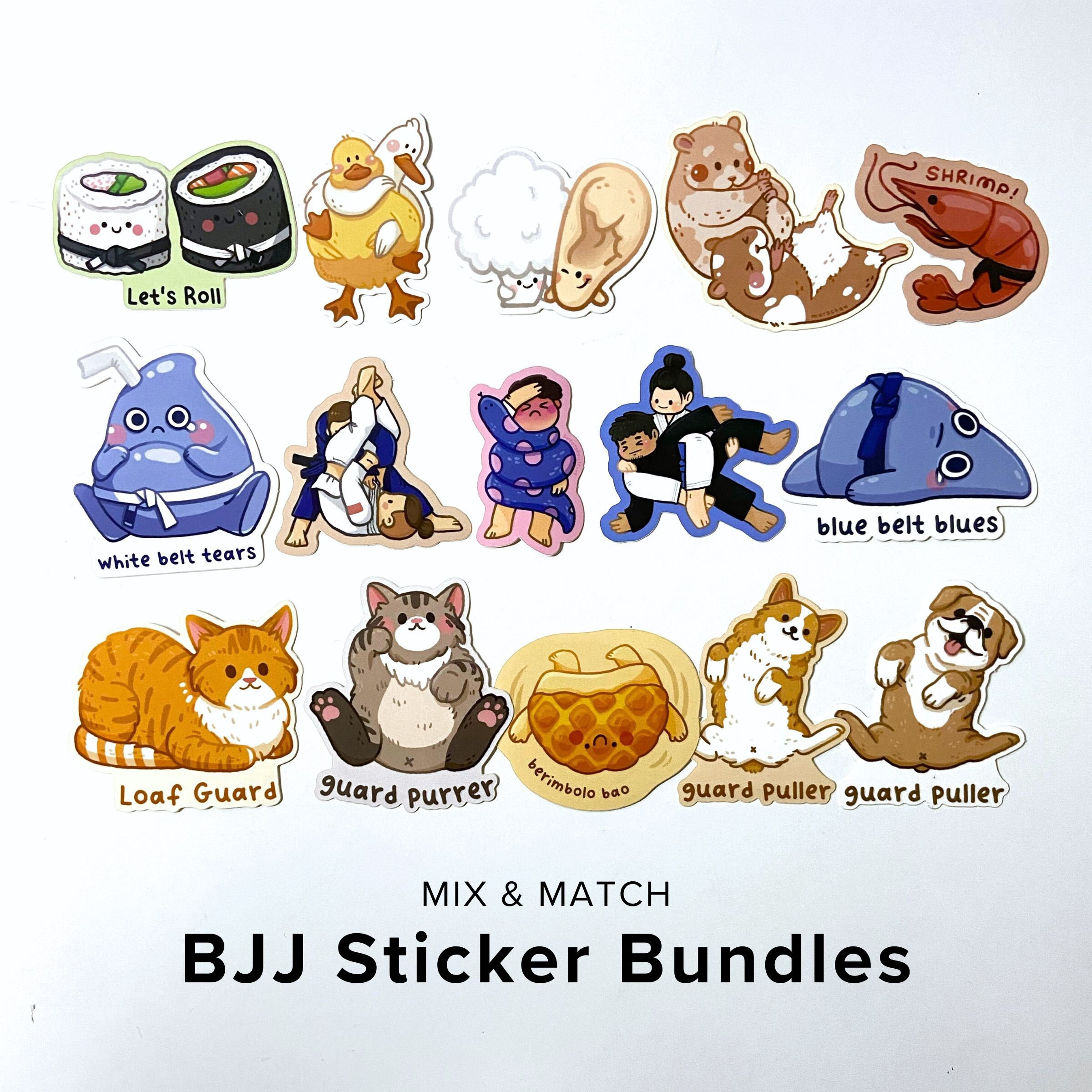 Jiu Jitsu BJJ Sticker Pack BJJ Cute Art, MMA, Grappling, Waterproof ...