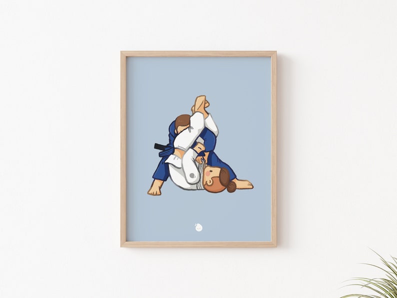 BJJ Armbar Cute Art Print Jiu Jitsu Poster, BJJ Submission, Cute Bjj ...