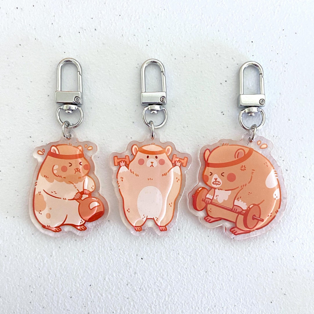Hamster Workout Kettlebell Deadlift Dumbbell Acrylic Keychain | Cute ...