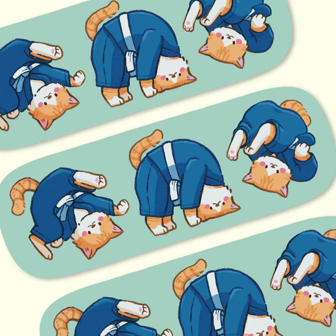 BJJ Cats Rolling Sticker | Cute Jiu Jitsu Cat Sticker - Etsy