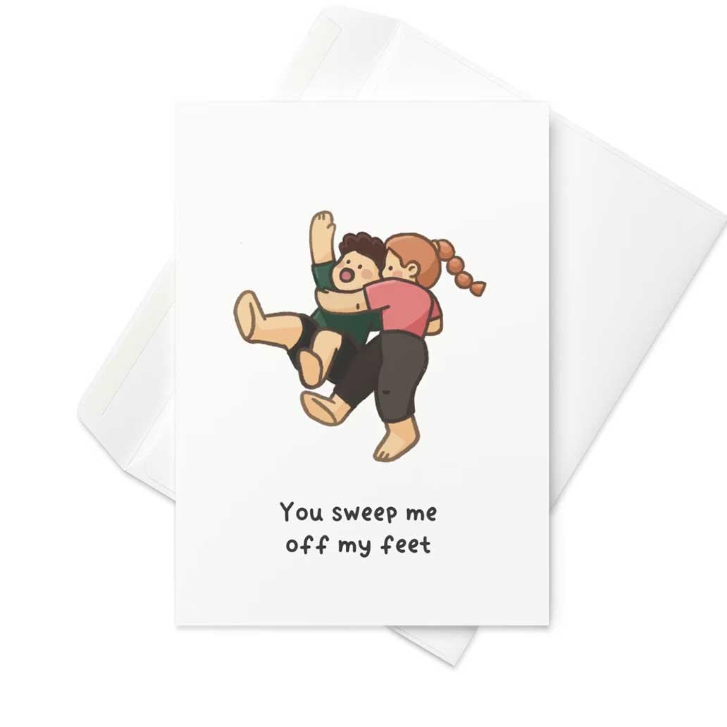 You Sweep Me off My Feet BJJ Card | Funny Jiu Jitsu Valentines Day Card ...