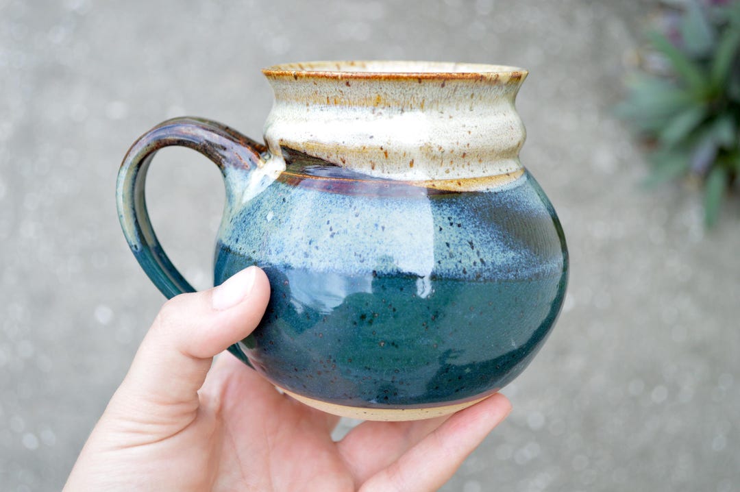 Teal Belly Handmade Pottery Mug, 15oz - Etsy