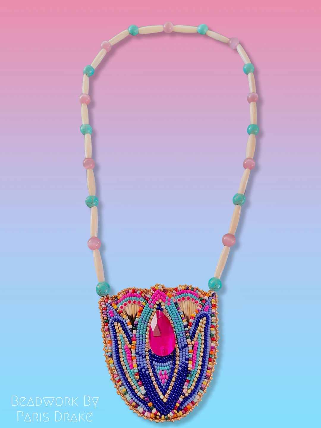 Tulip Beaded Medallion W/ Porcupine Quills hand-made native-made - Etsy