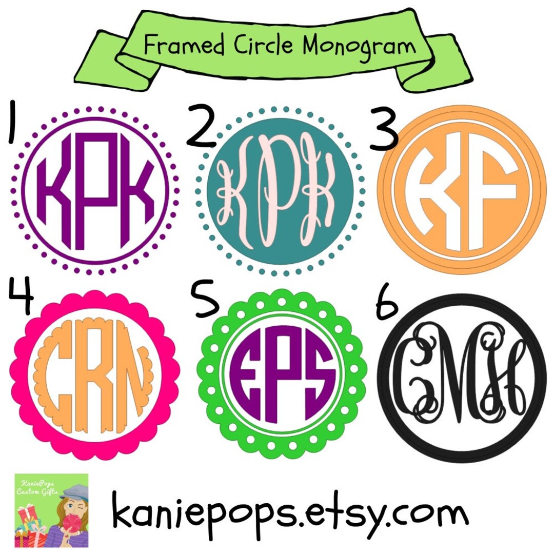 Two-color Circle Monogram Circle Monogram Vinyl Monogram - Etsy
