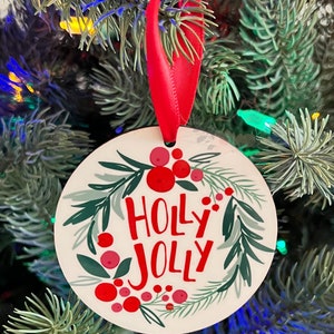 Holly Jolly - Christmas Ornament - Etsy