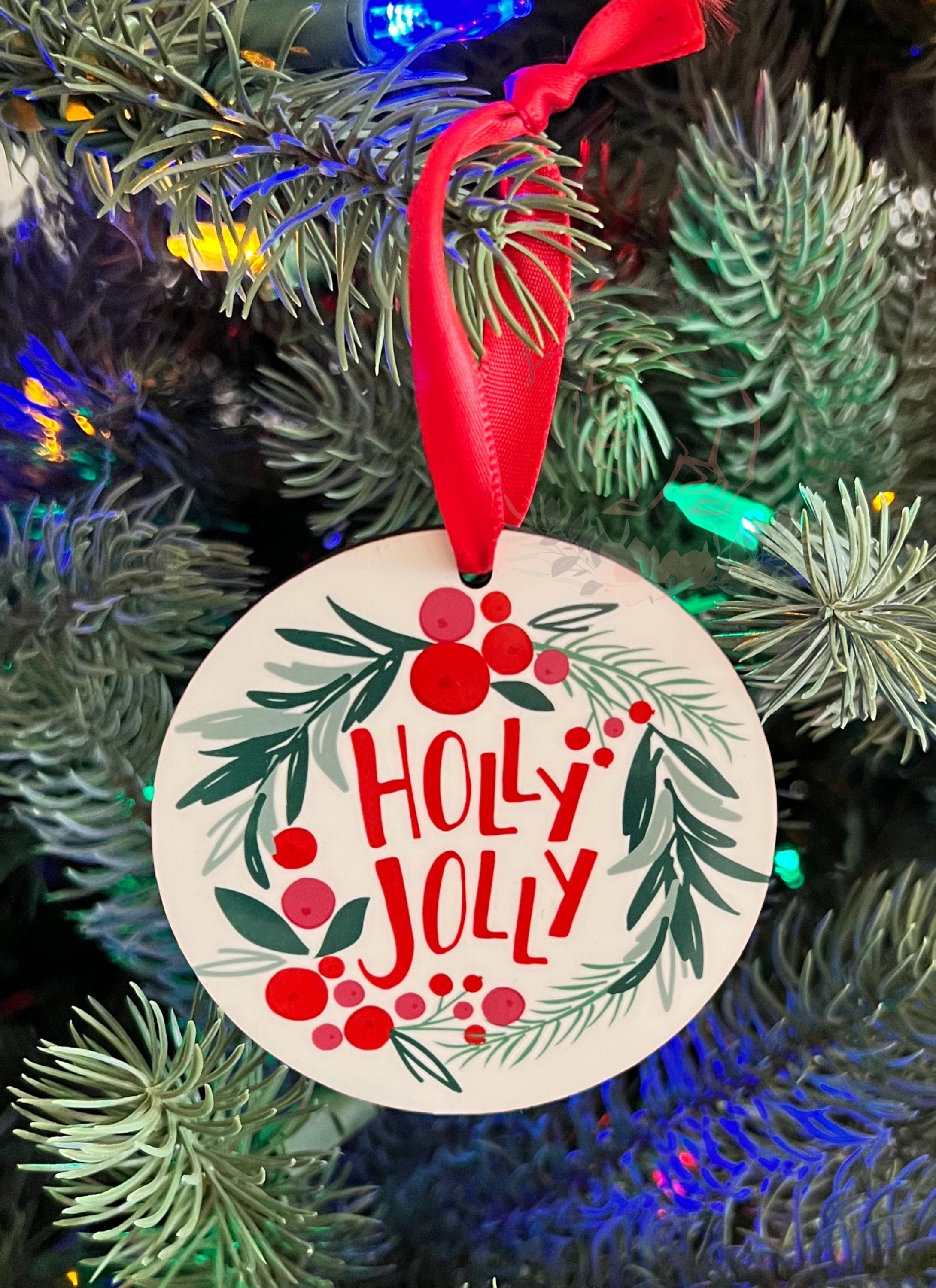 Holly Jolly Christmas Ornament - Etsy