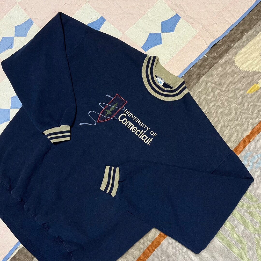 Vintage 90s 1990s University of Connecticut Embroidered Crewneck ...