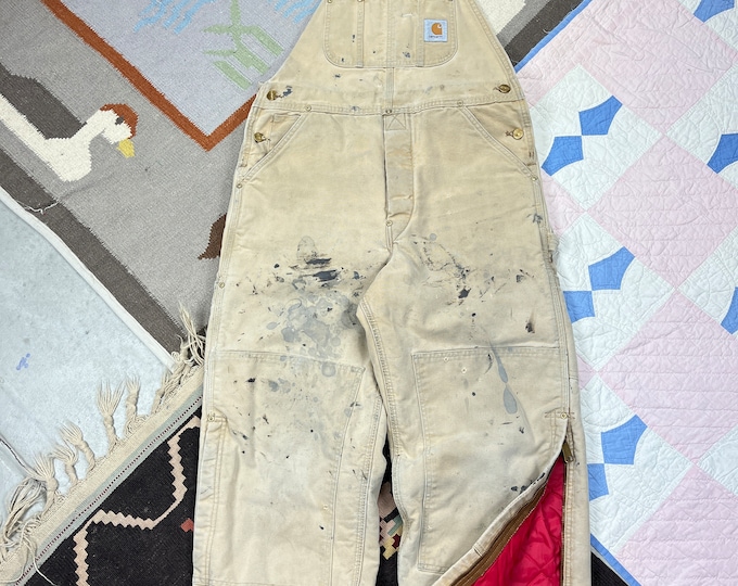 Vintage 90s 1990s Carhartt Double Knee Quilt Lined Overalls Pants ...