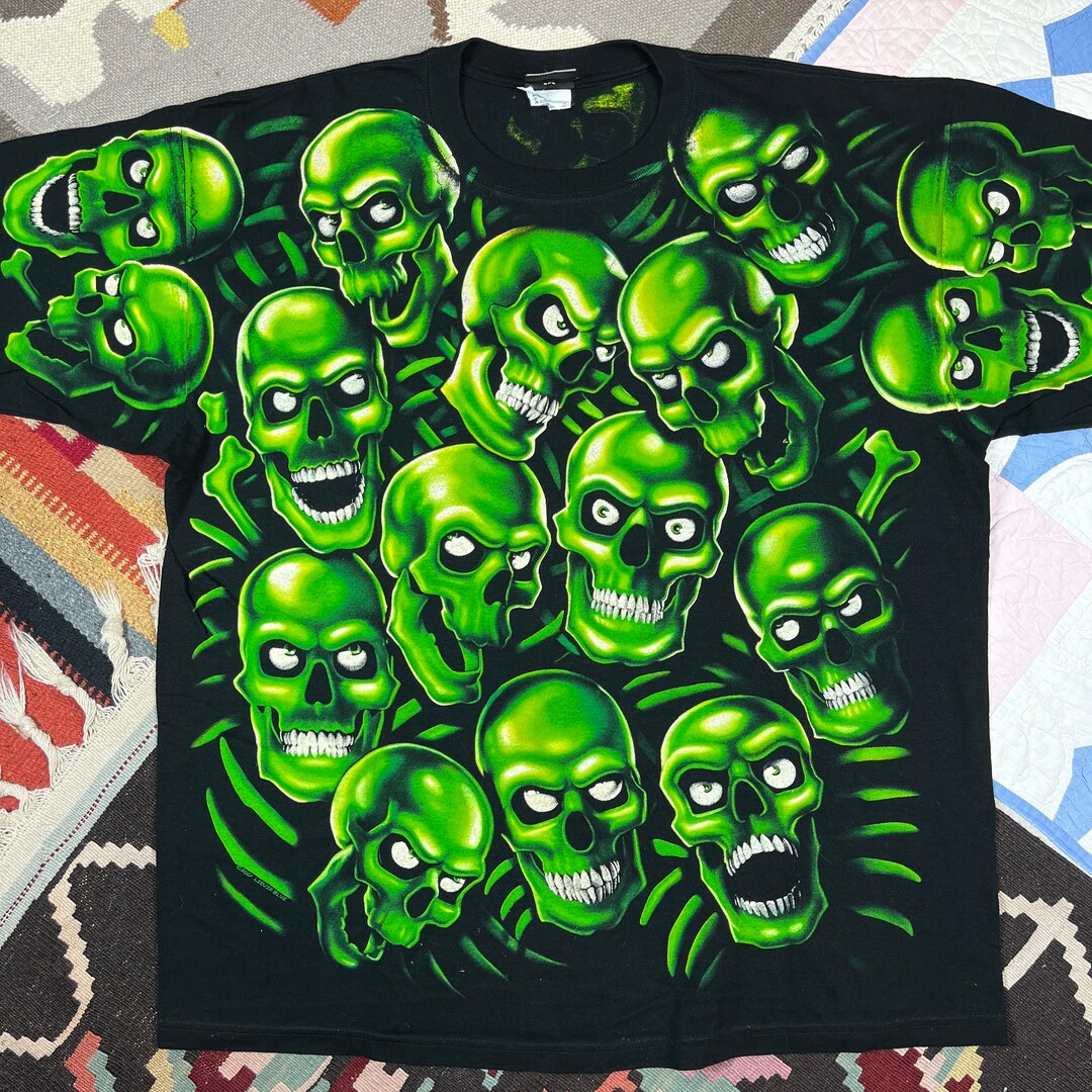 Vintage 2001 Y2K Liquid Blue Skull T-shirt AOP Juicy J Size 2XL - Etsy