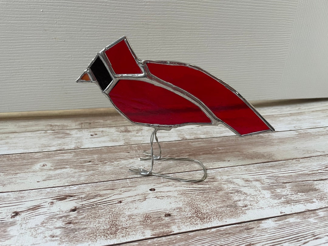 Stained Glass Cardinal Bird Decoration Glass Art, Home Decor, Handmade ...