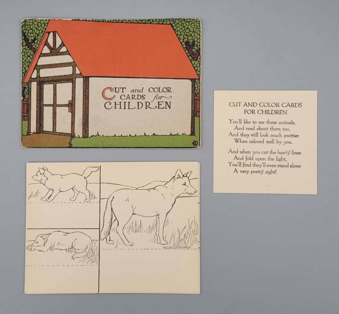 Rust Craft Company, Cut & Color Cards for Children, Vintage Set of ...