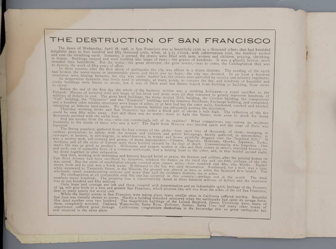 San Francisco and Vicinity Before and After the Fire, Vintage Softcover ...