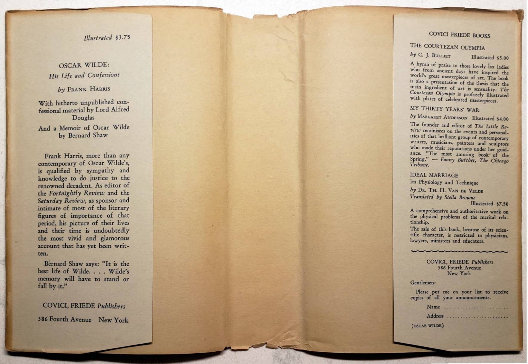Frank Harris, Oscar Wilde: His Life & Confessions, Vintage 1st Edition ...