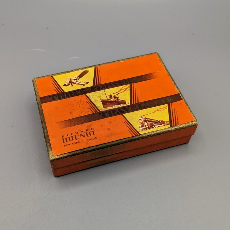 Richard Hudnut, Three Flowers Travelette Set Rare Vintage Decorative Art Deco Cardboard Box for ...
