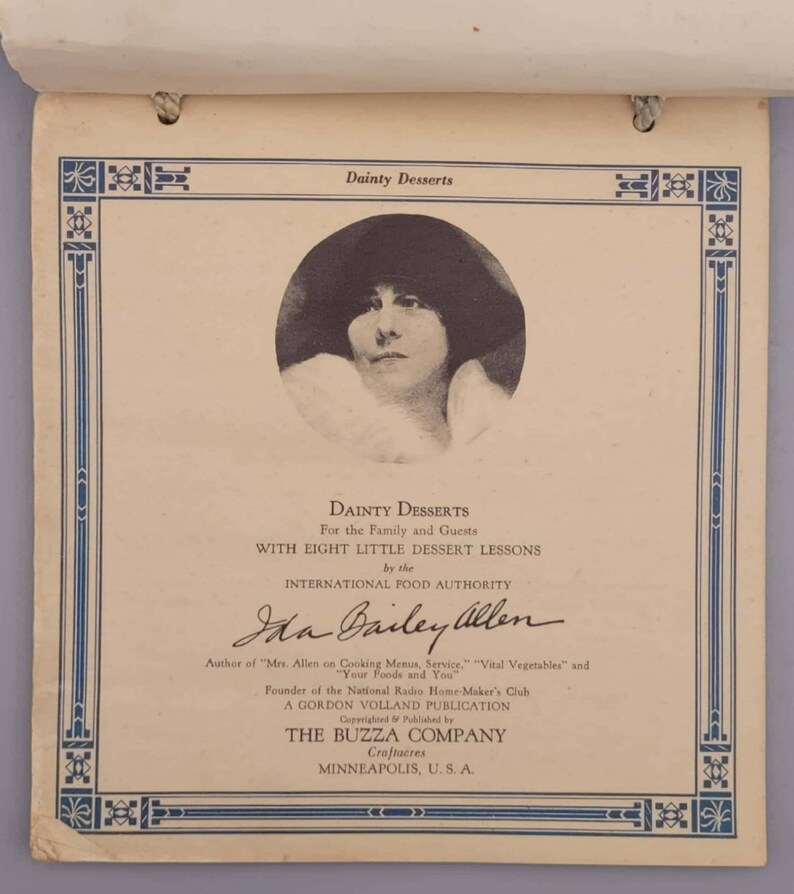 Ida Allen Bailey, Dainty Desserts, Vintage Softcover Cooking and Recipe ...