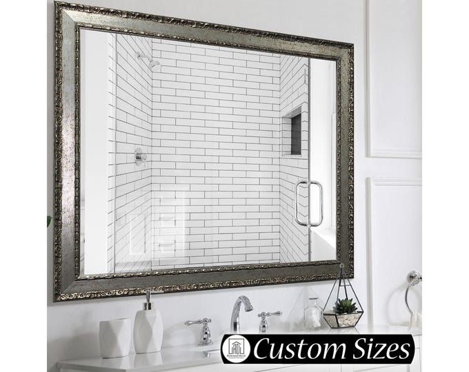 Antique Champagne Silver Ornate Vintage French Wall Mirror 90x60cm ...