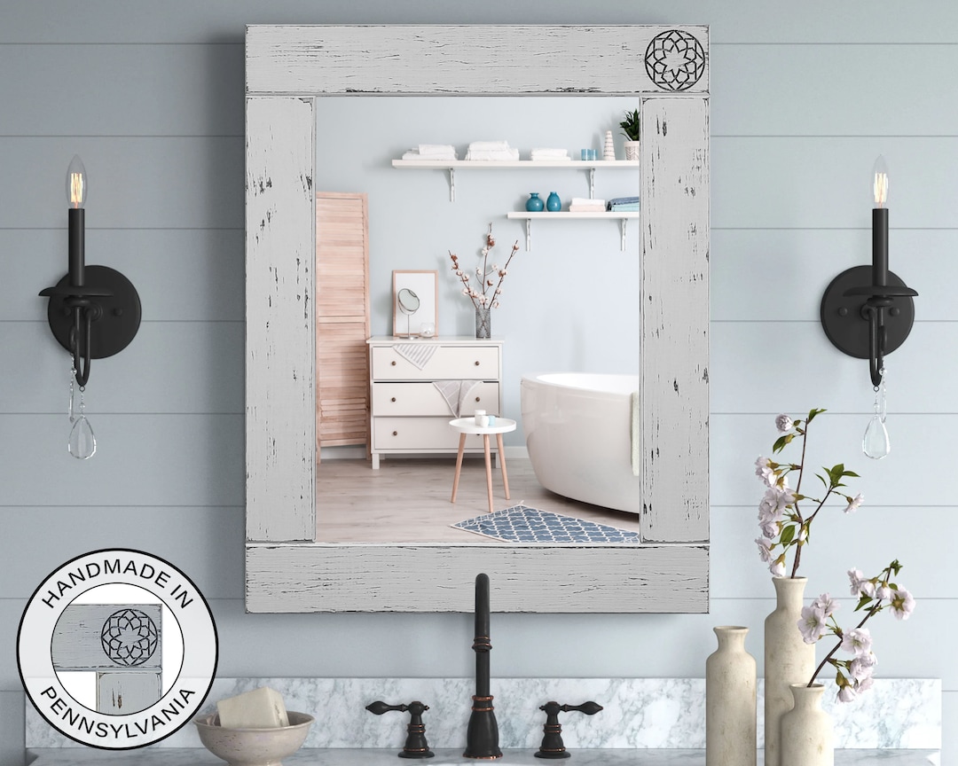 Celtic Star Carving Natural Rustic Wood Framed Mirror, 2 Vintage Colors ...