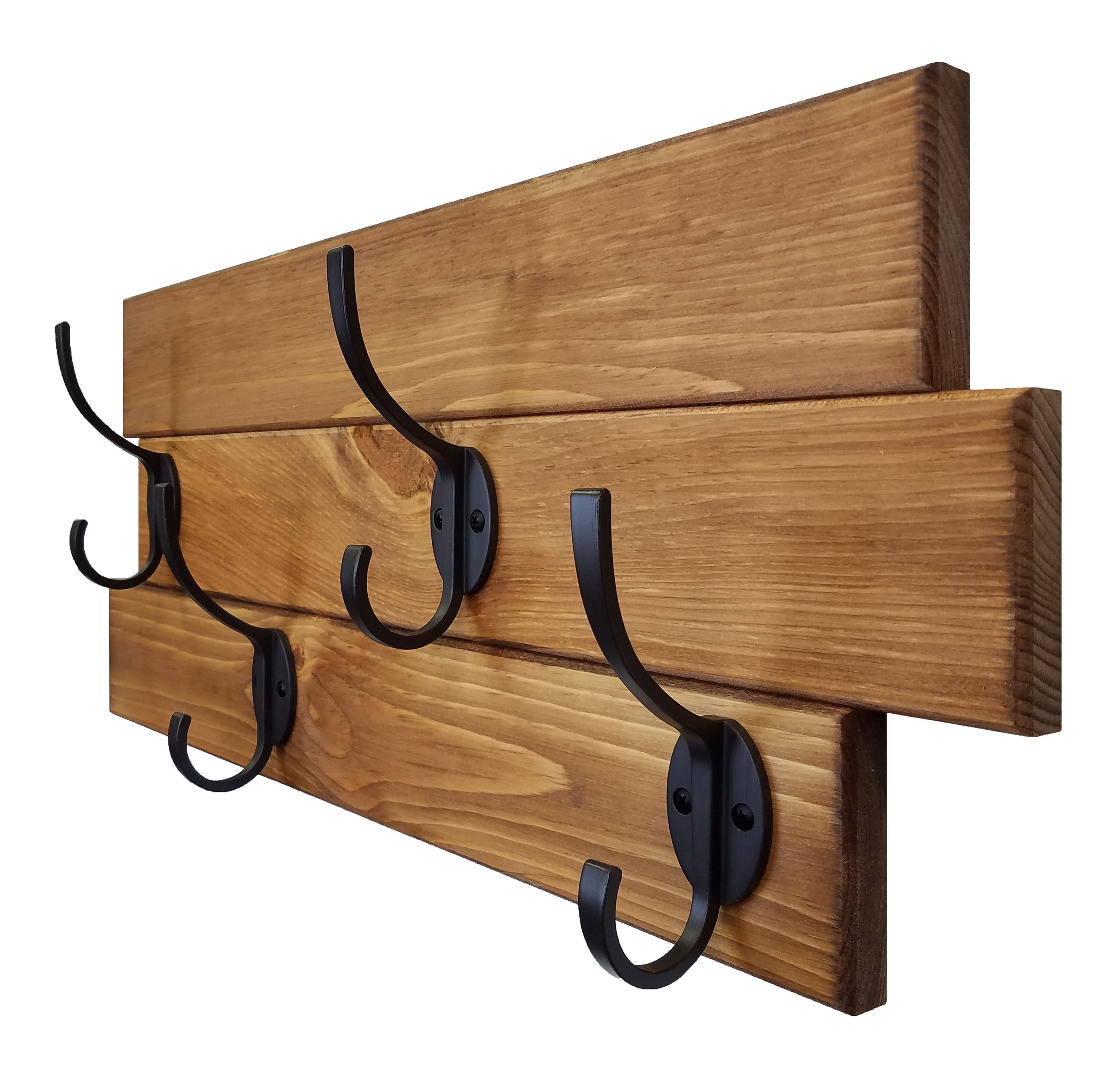 American Farmhouse Wood Wall Hook Rack 20 Stain Color Coat | Etsy