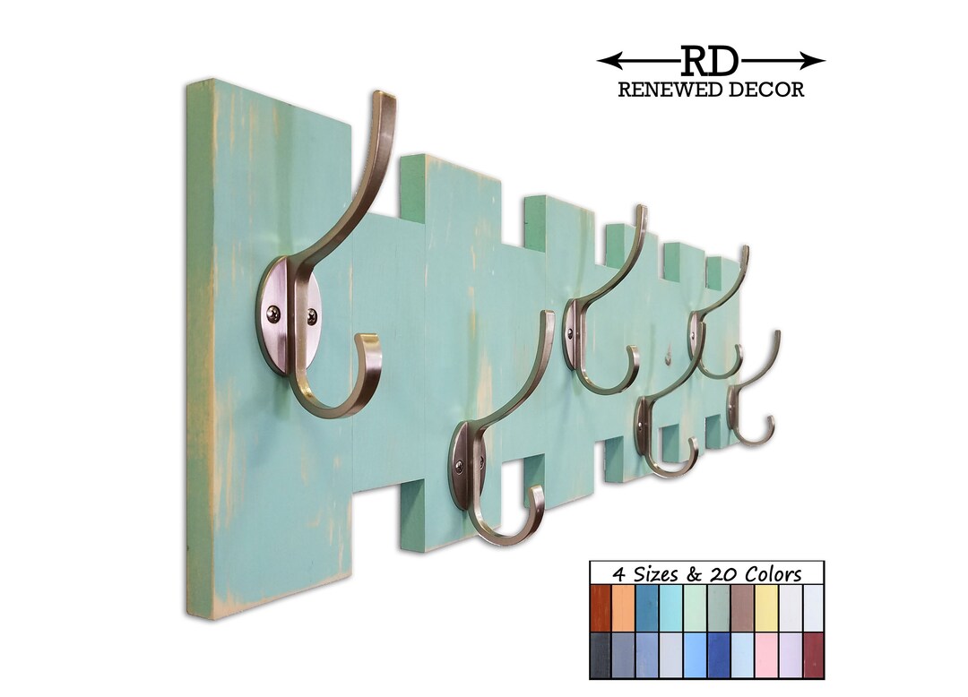 Easton Wall Mounted Hook Rack - 20 Paint Colors - Coat Hooks, Towel ...