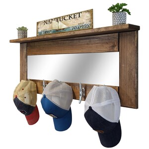Longport Nautical Boat Cleat Hook Rack With Mirror and Shelf - Coastal ...