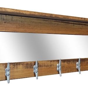 Longport Nautical Boat Cleat Hook Rack With Mirror and Shelf - Coastal ...