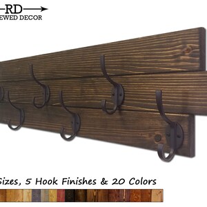 American Farmhouse Wood Wall Hook Rack 20 Stain Colors | Etsy