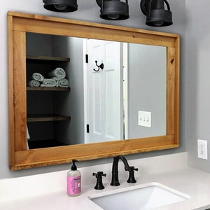 Ivyland Rustic Wood Framed Wall Mirror, Bathroom Vanity Wall Mirror ...