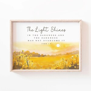 John 1:5 the Light Shines in the Darkness Bible Verse Wall Art Print ...
