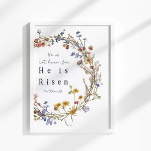 He is Not Here for He is Risen Matthew 28:6 Bible Verse Wall Art Print ...