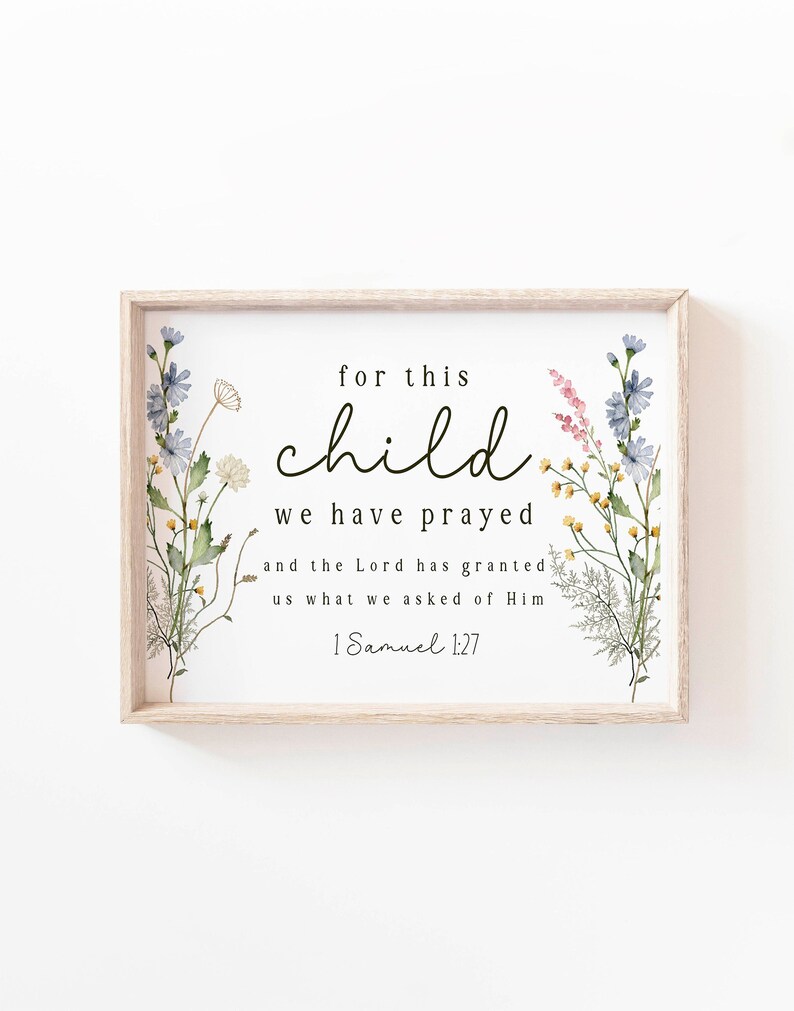For This Child We Have Prayed 1 Samuel 1:27 Bible Verse Wall Art Print ...
