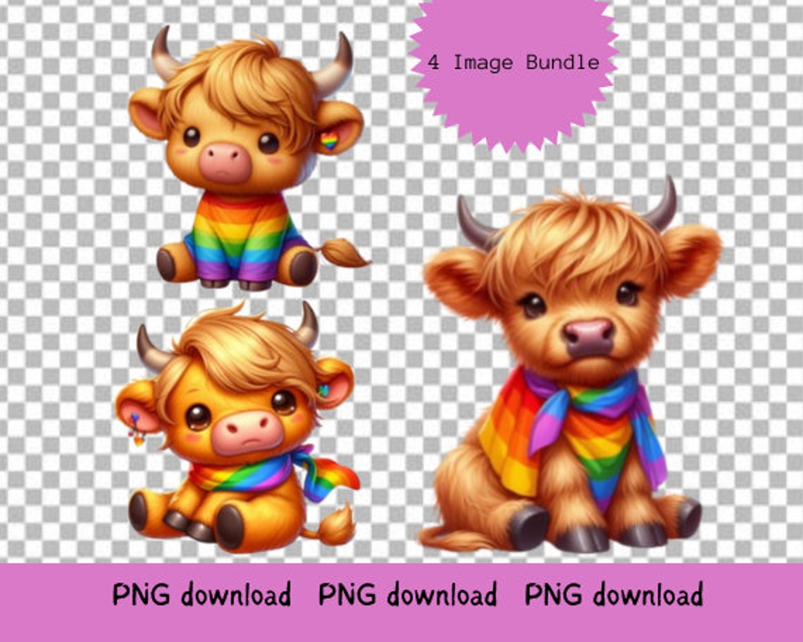 Highland Cow LGBTQ SVG Bundle, LGBT Svg, Pride Svg, Gay Pride Svg, Lgbt ...