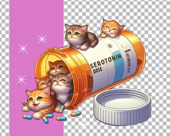 Serotonin Booster Cats PNG File, Super Cute Artsy Creative Design for ...