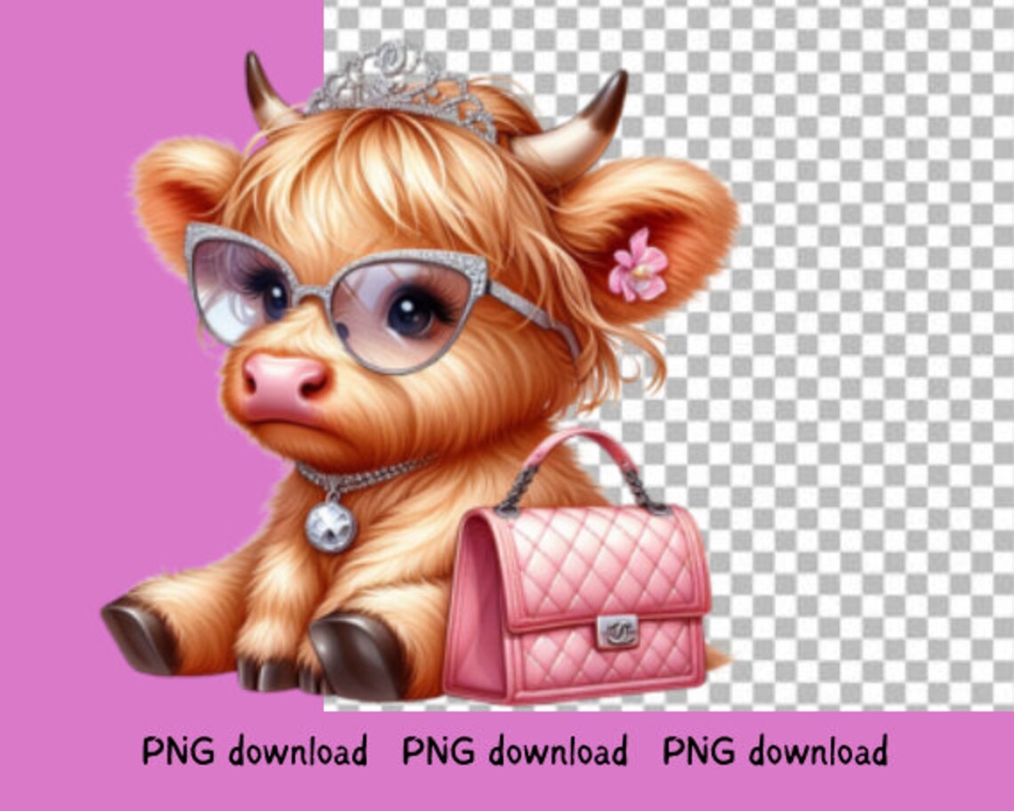 Influencer Highland Cow Png, Tiara Heifer SVG PNG, Highland Cow Png ...