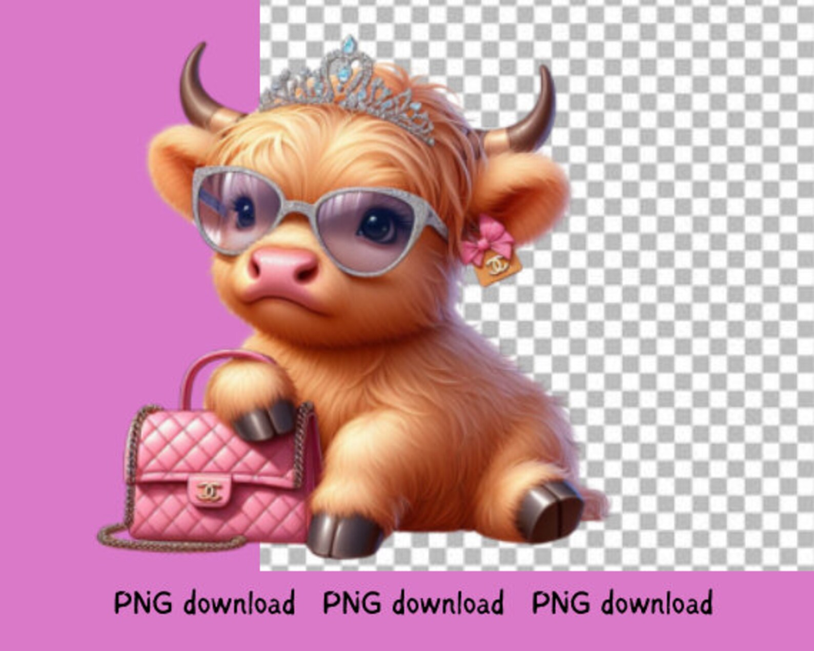 Influencer Highland Cow Png, Tiara Heifer SVG PNG, Highland Cow Png ...