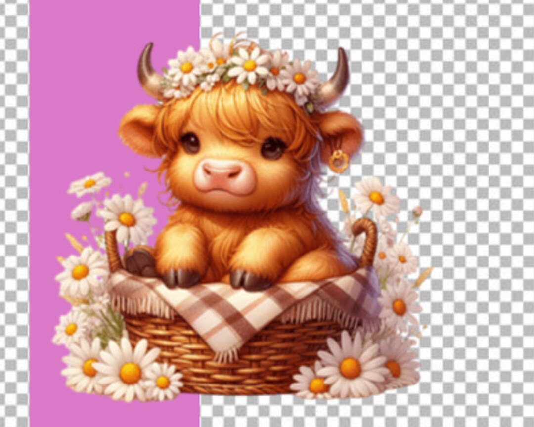 Spring Highland Cow, Highland Cow Png, Valentines Cow PNG, Valentines ...