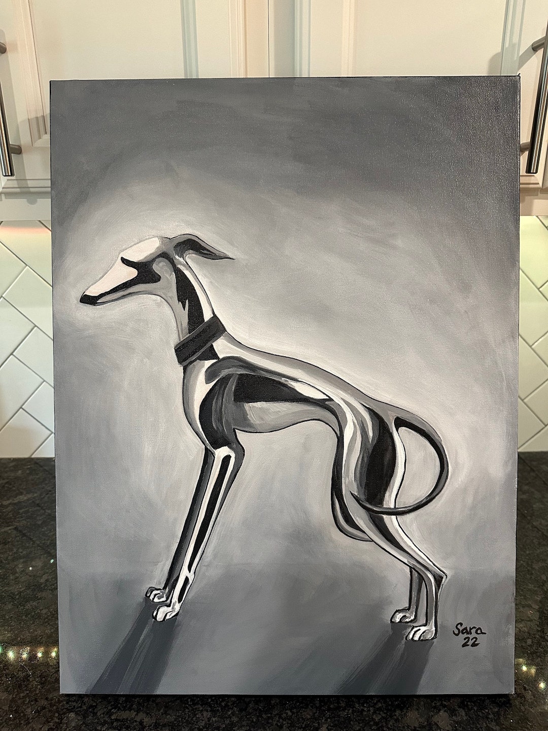 Chrome Whippet Original Painting - Etsy