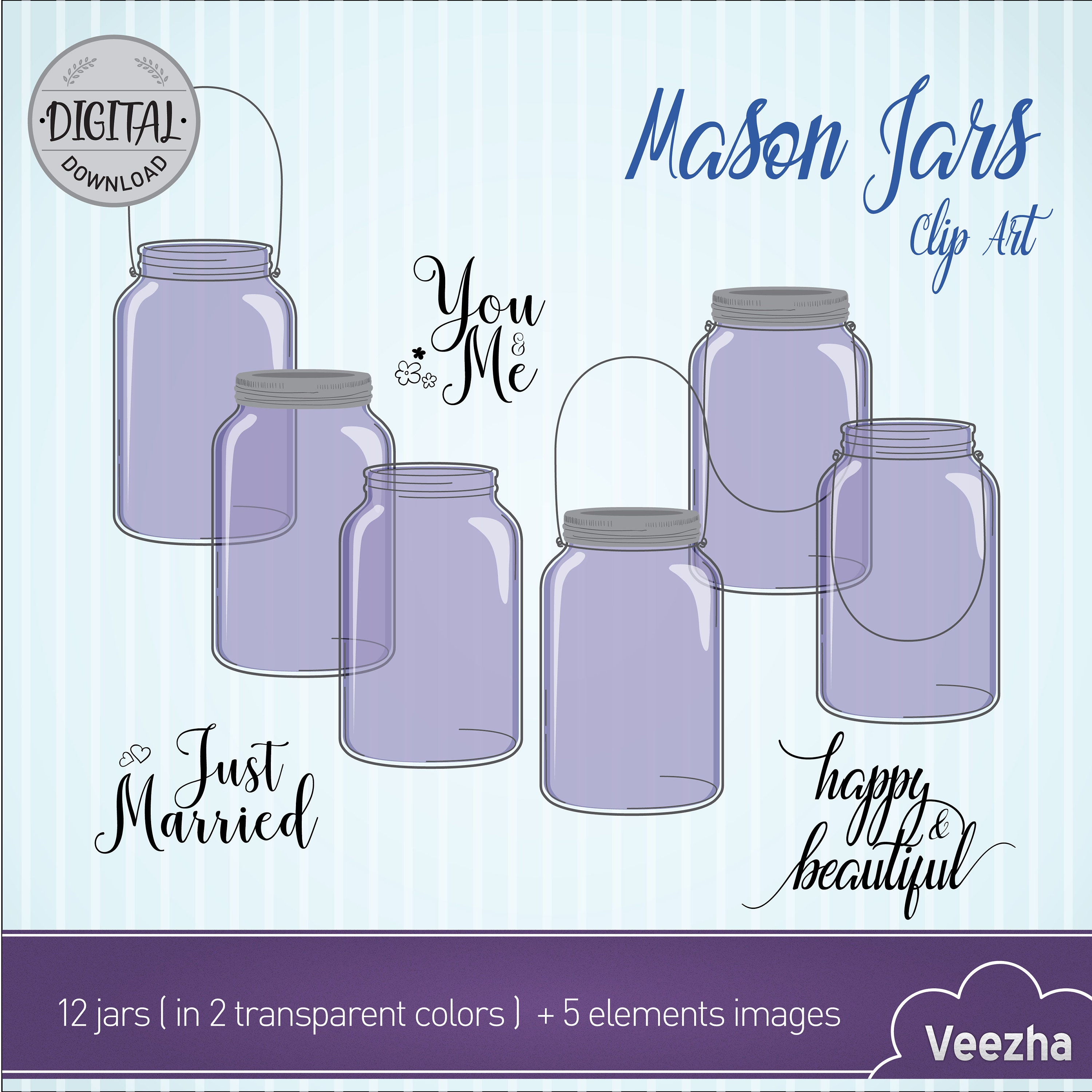 Purple Mason Jar Clip Art Free