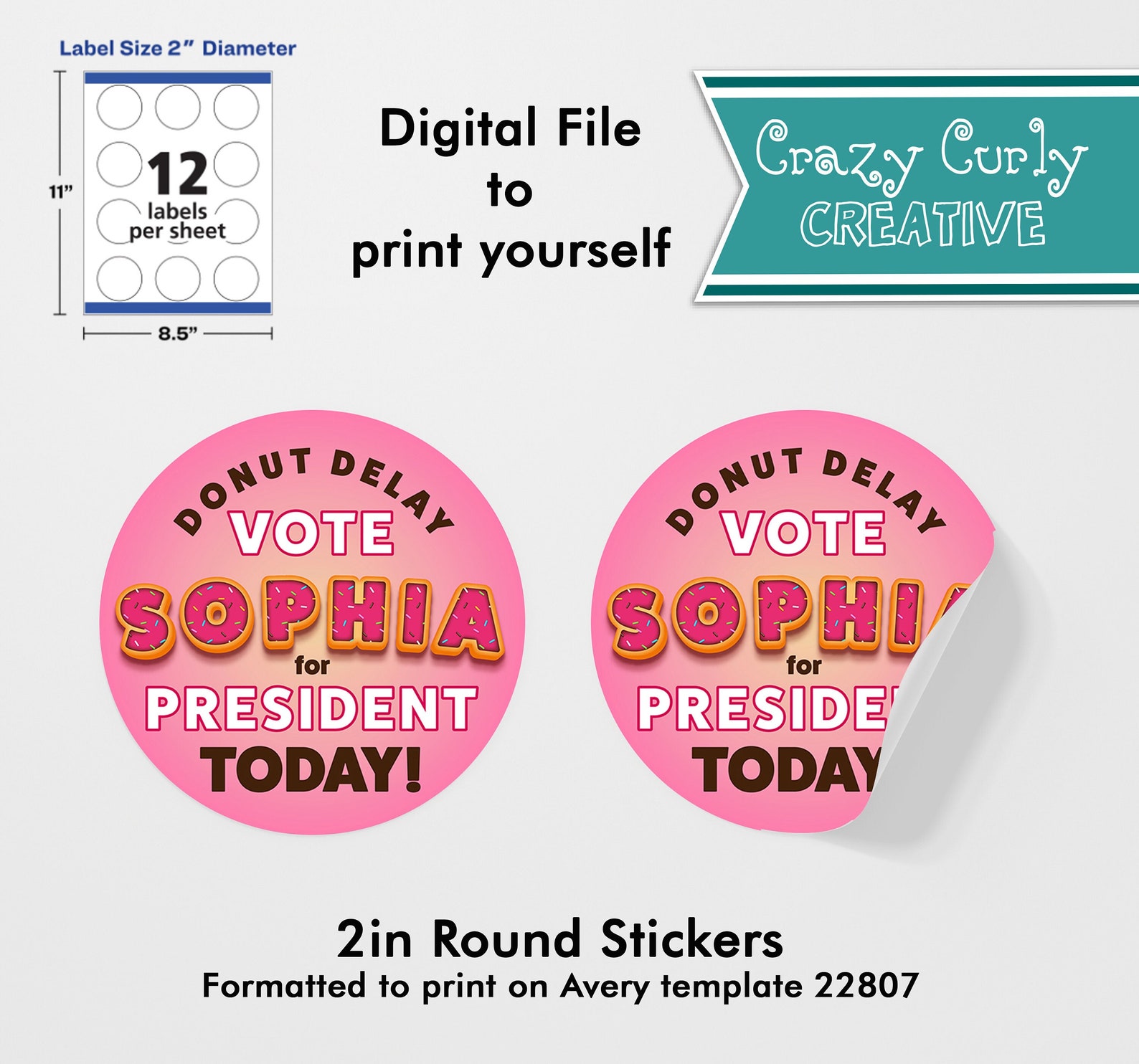 Donut Delay Vote Today Custom Campaign Stickers 2in Round - Etsy